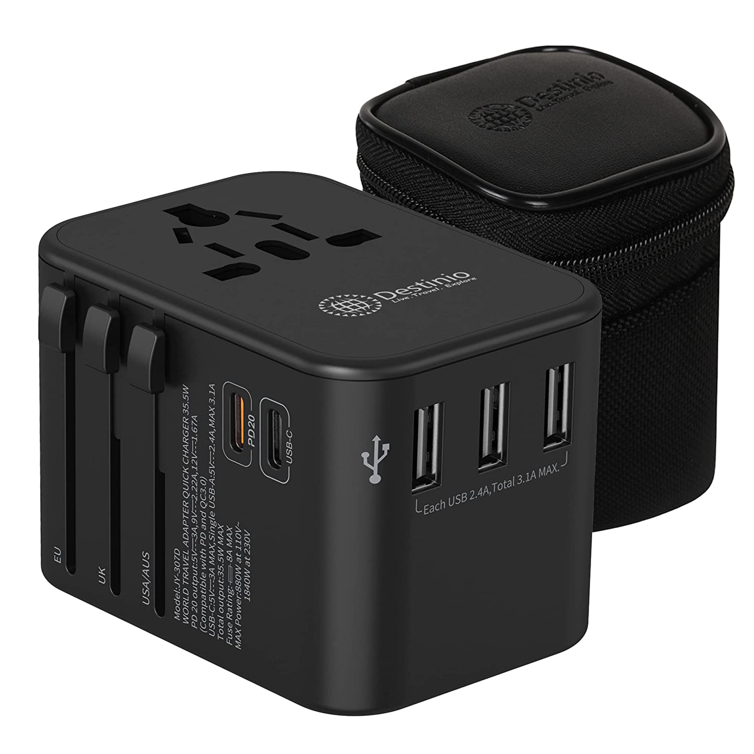 Buy Type C Universal Adapter with PD and 3 USB Ports - Destinio.in