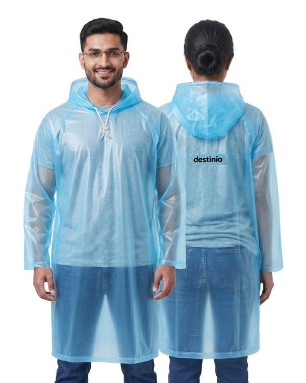 Destinio Waterproof Raincoat Poncho with Hood for Men & Women, Lightwe